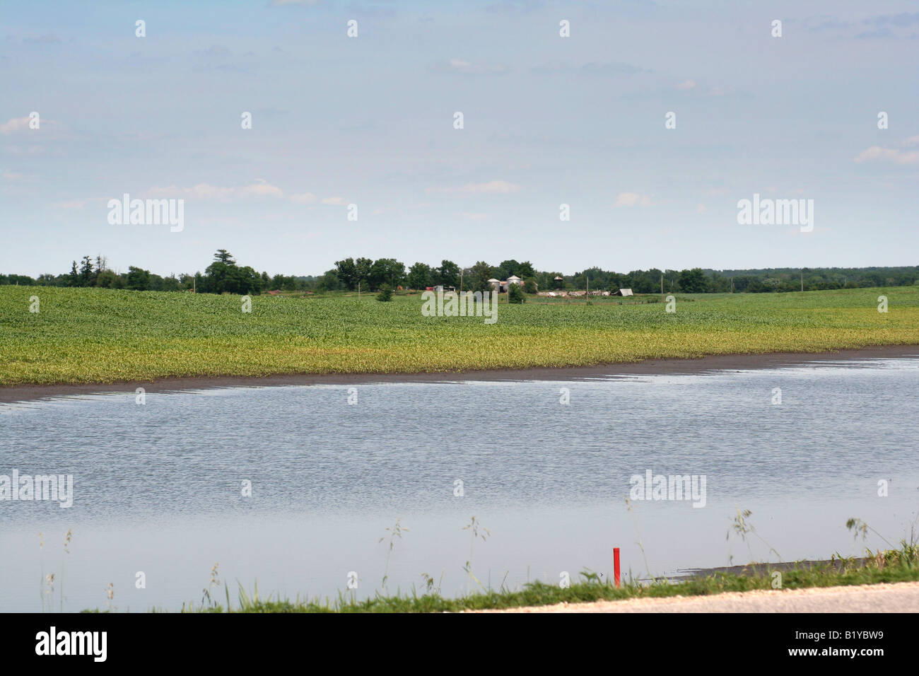 Farm fields become lakes during heavy flooding Stock Photo - Alamy