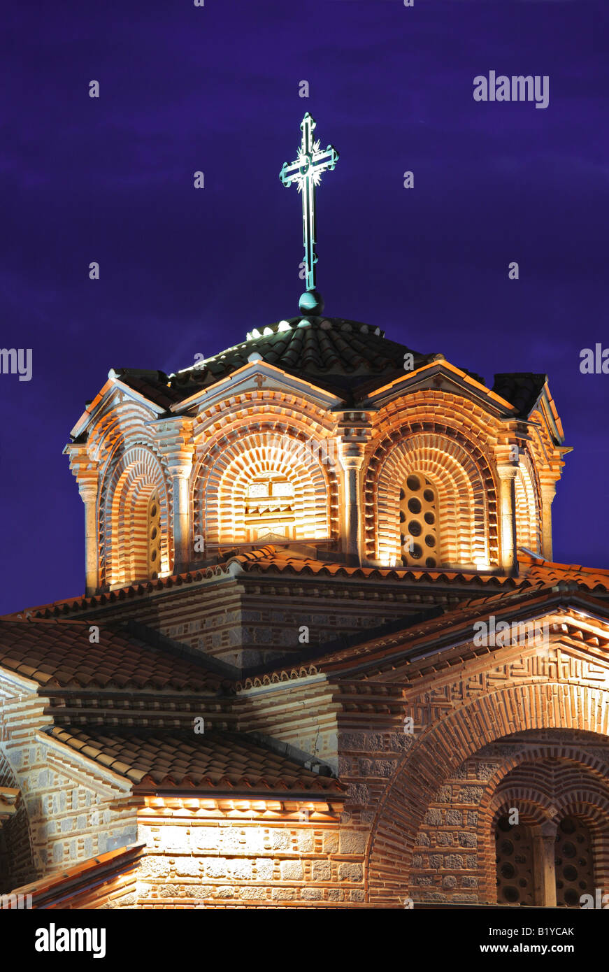 A detail of a church Plaosnik in Ohrid, Macedonia at night Stock Photo ...