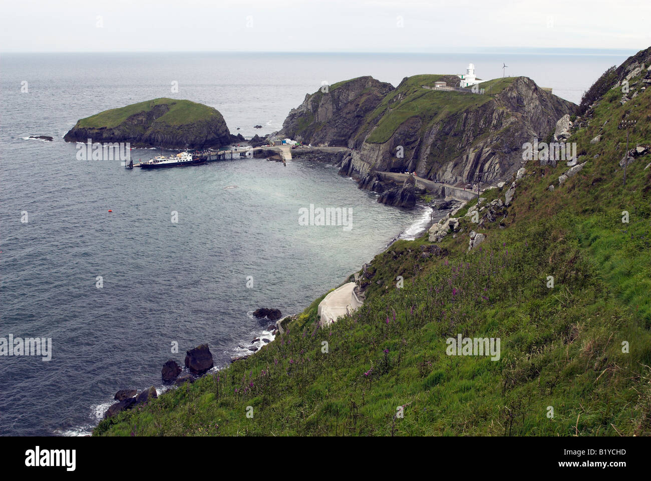 Lundy Island from harbour jetty Stock Photo - Alamy