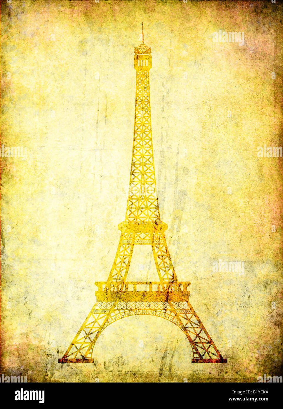 Paris Eiffel Tower background illustration, grunge and rusty vintage ...