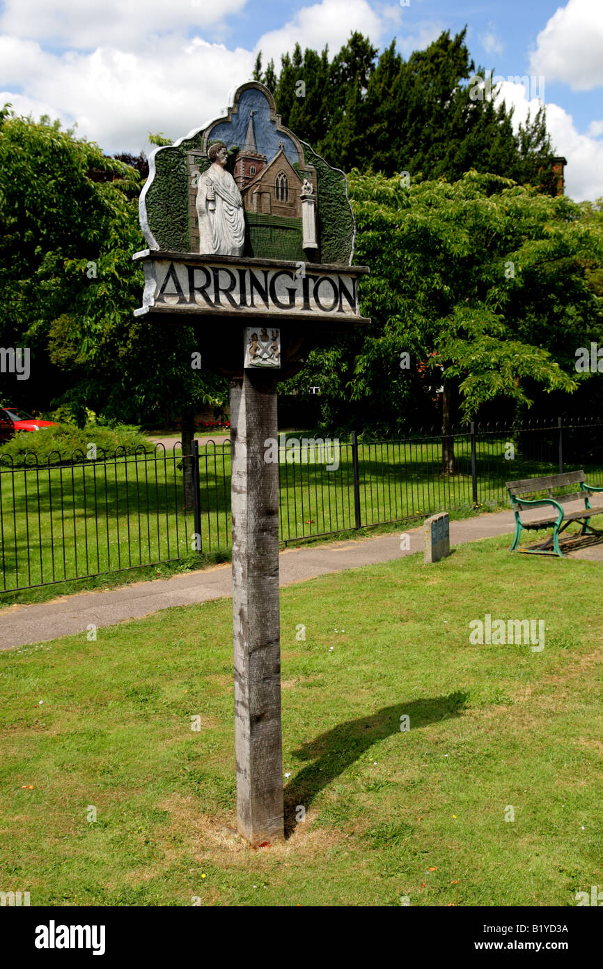 Arrington village sign, Cambridgeshire Stock Photo - Alamy