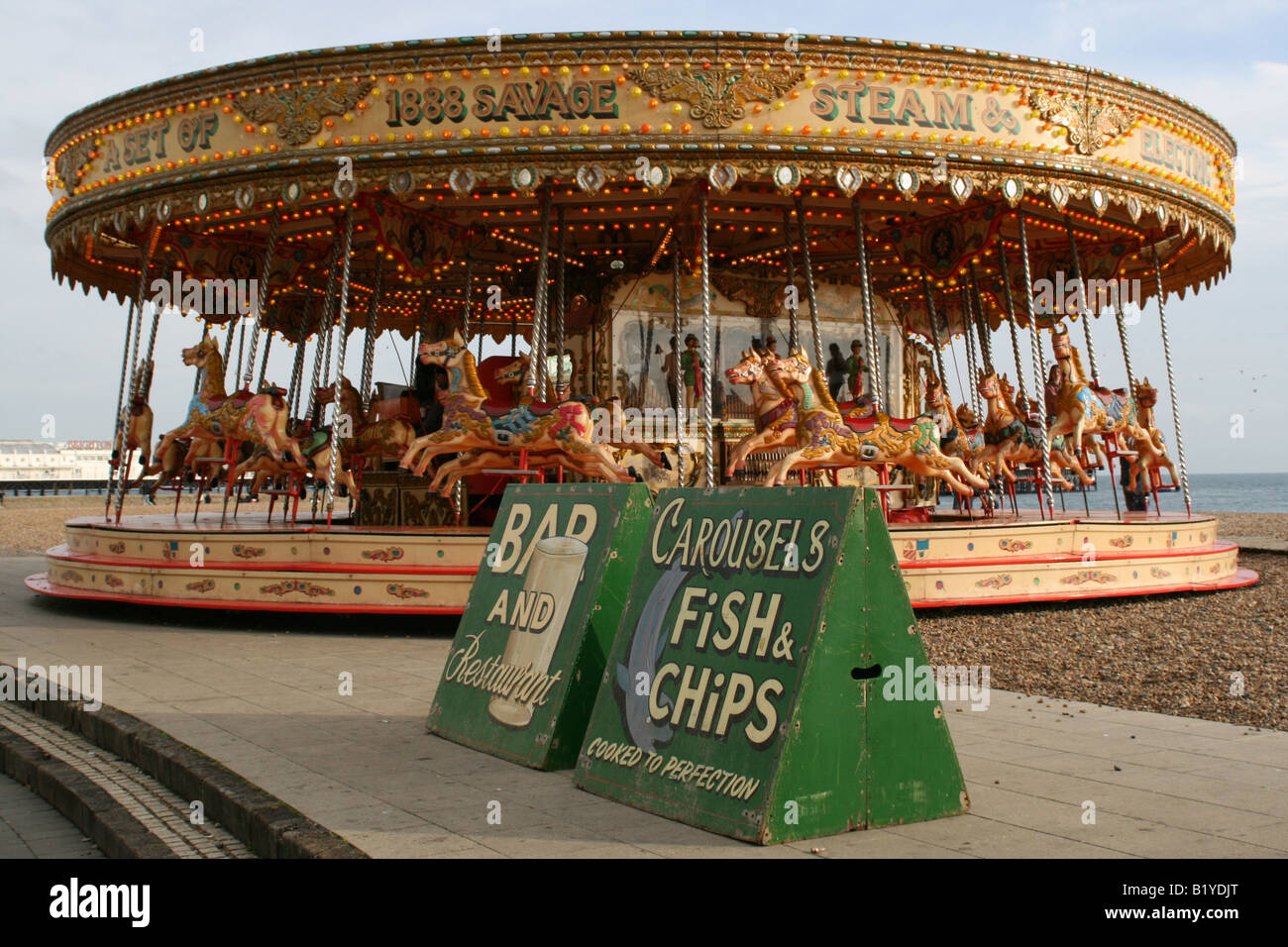 Carousel Ride on Brighton beach Stock Photo - Alamy