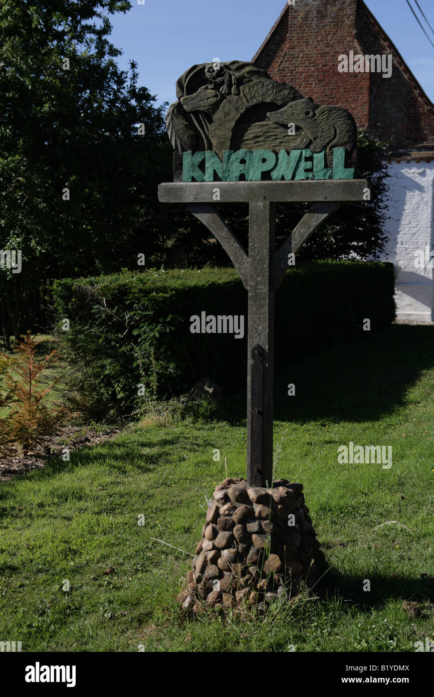 Knapwell village sign, Cambridgeshire Stock Photo - Alamy