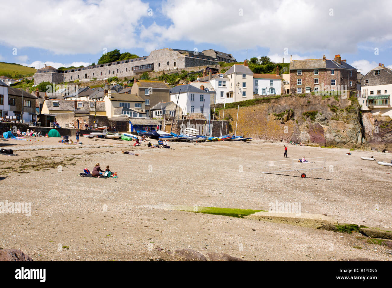 The beach and village at Cawsand Cornwall UK Stock Photo - Alamy