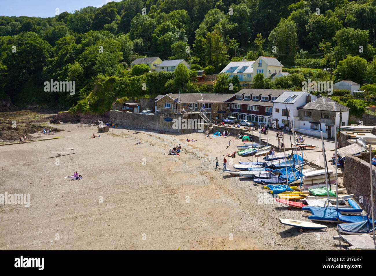 Looking down on the beach at Cawsand Cornwall UK Stock Photo - Alamy