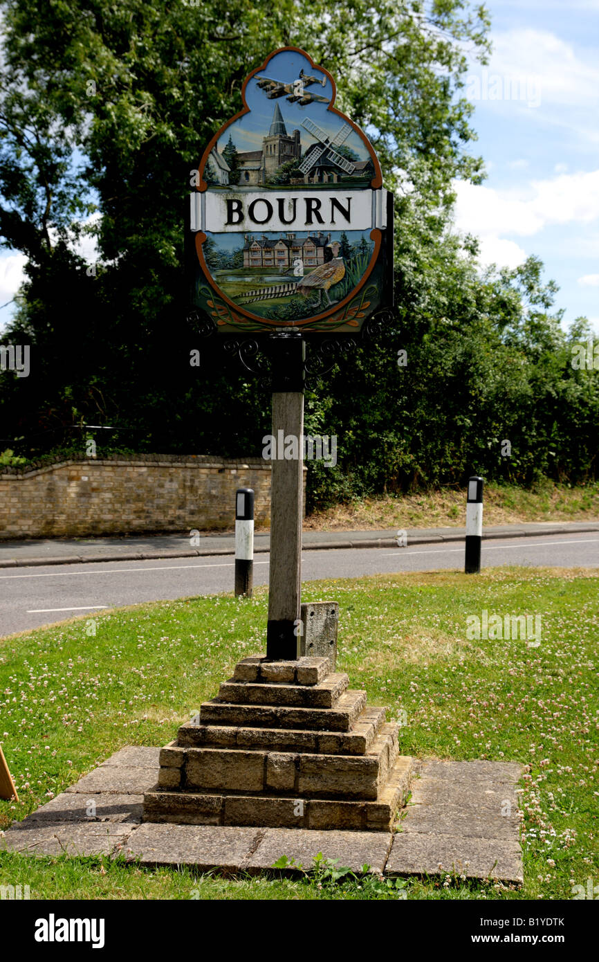 Bourn village sign, Cambridgeshire Stock Photo - Alamy