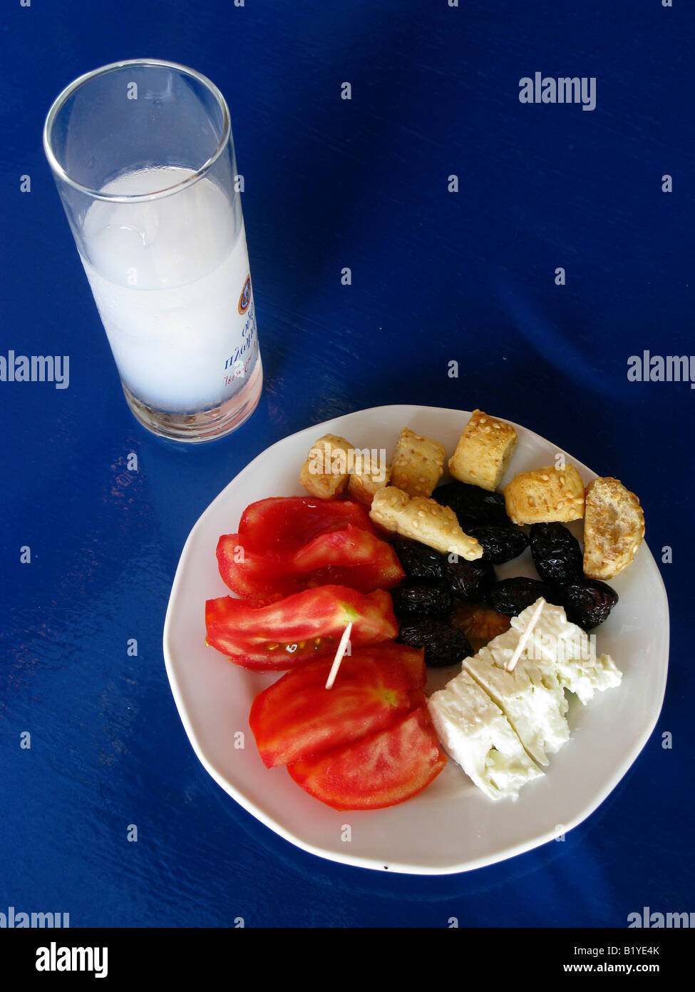 An Ouzo and Meze in Kalami Village, West Crete, Greece Stock Photo - Alamy