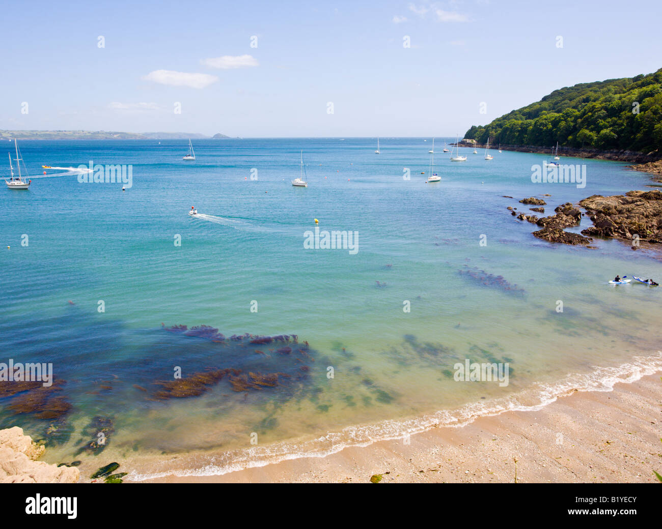 Looking down on the beach at Cawsand Cornwall UK Stock Photo - Alamy