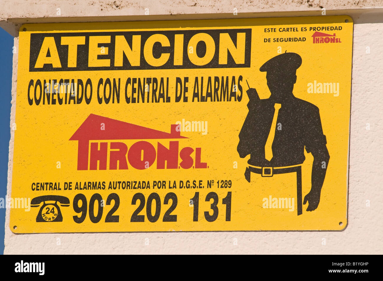Security Sign Cartagena Murcia Spain Stock Photo - Alamy