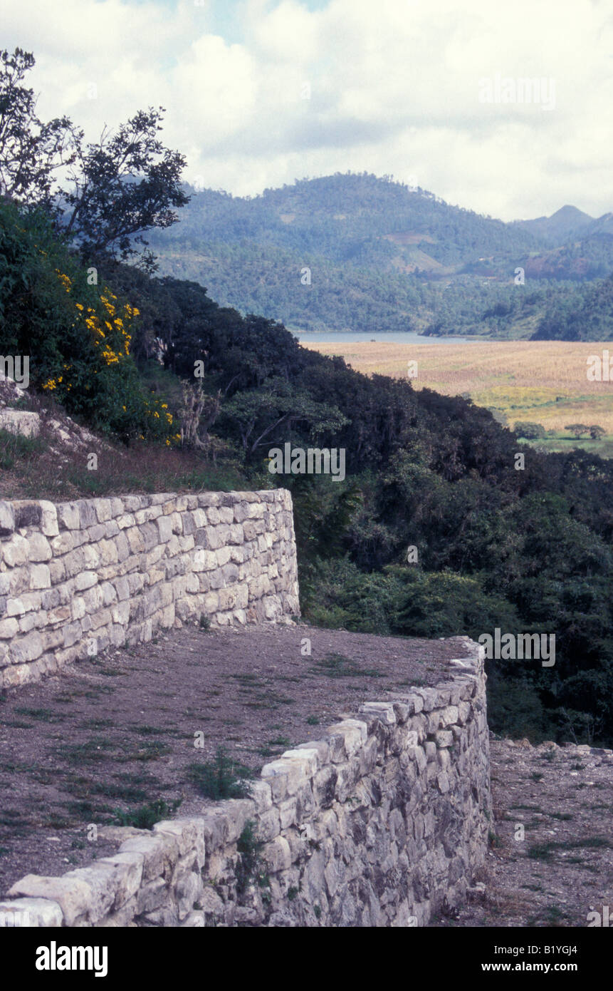 View from the Acropolis the main structure at at the Mayan ruins of ...
