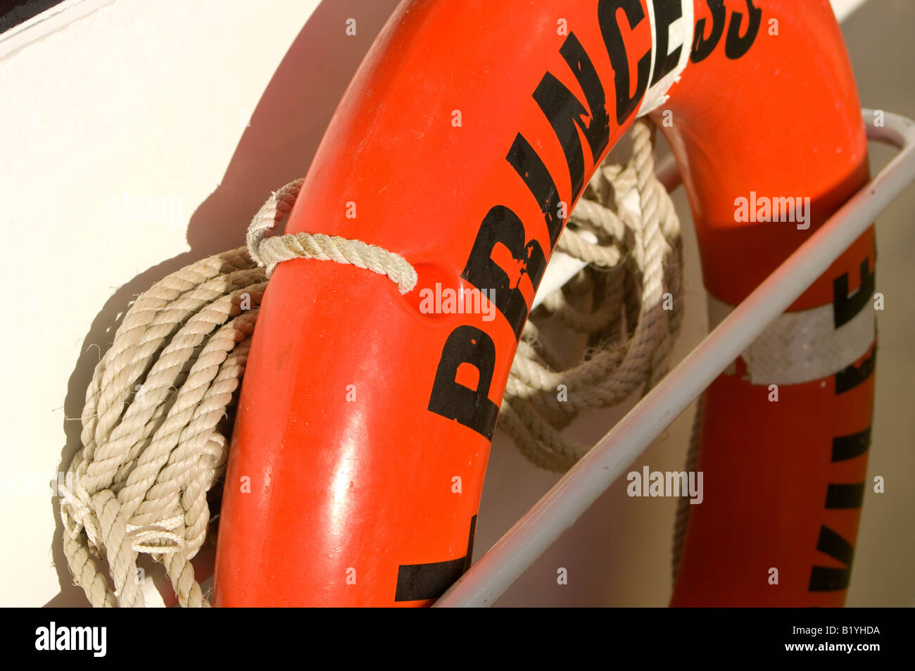 Lifebuoy detail on ship Stock Photo - Alamy