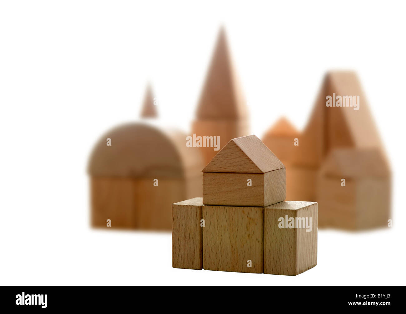 abstract wooden city Toy habitation from wooden blocks Stock Photo - Alamy