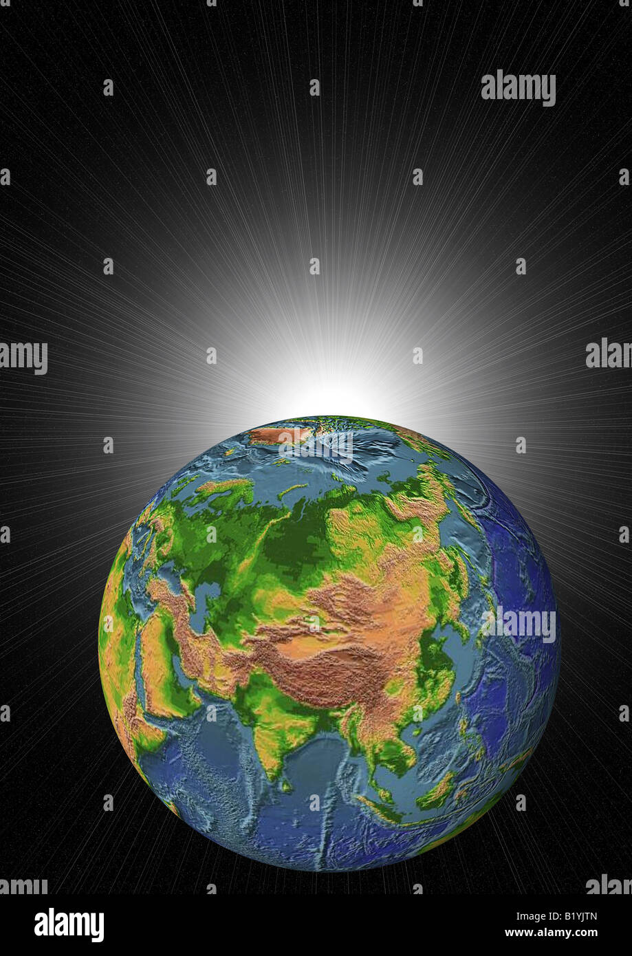 erarth and sun Imagination on a theme of infinity of space Stock Photo ...