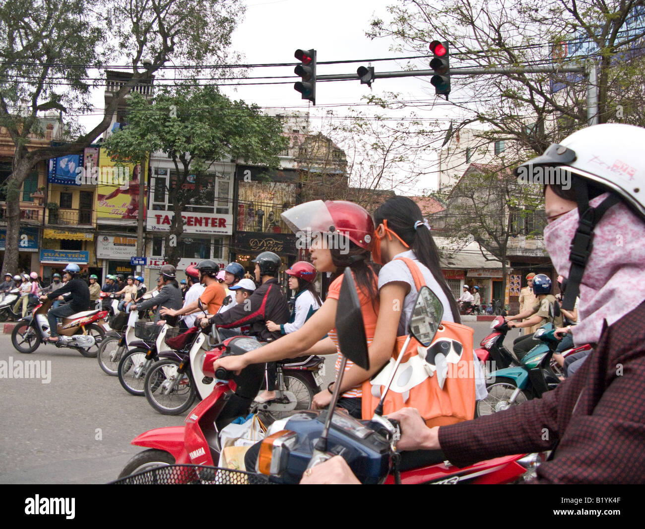 motorbike traffic in busy street in Hanoi, Vietnam Stock Photo - Alamy