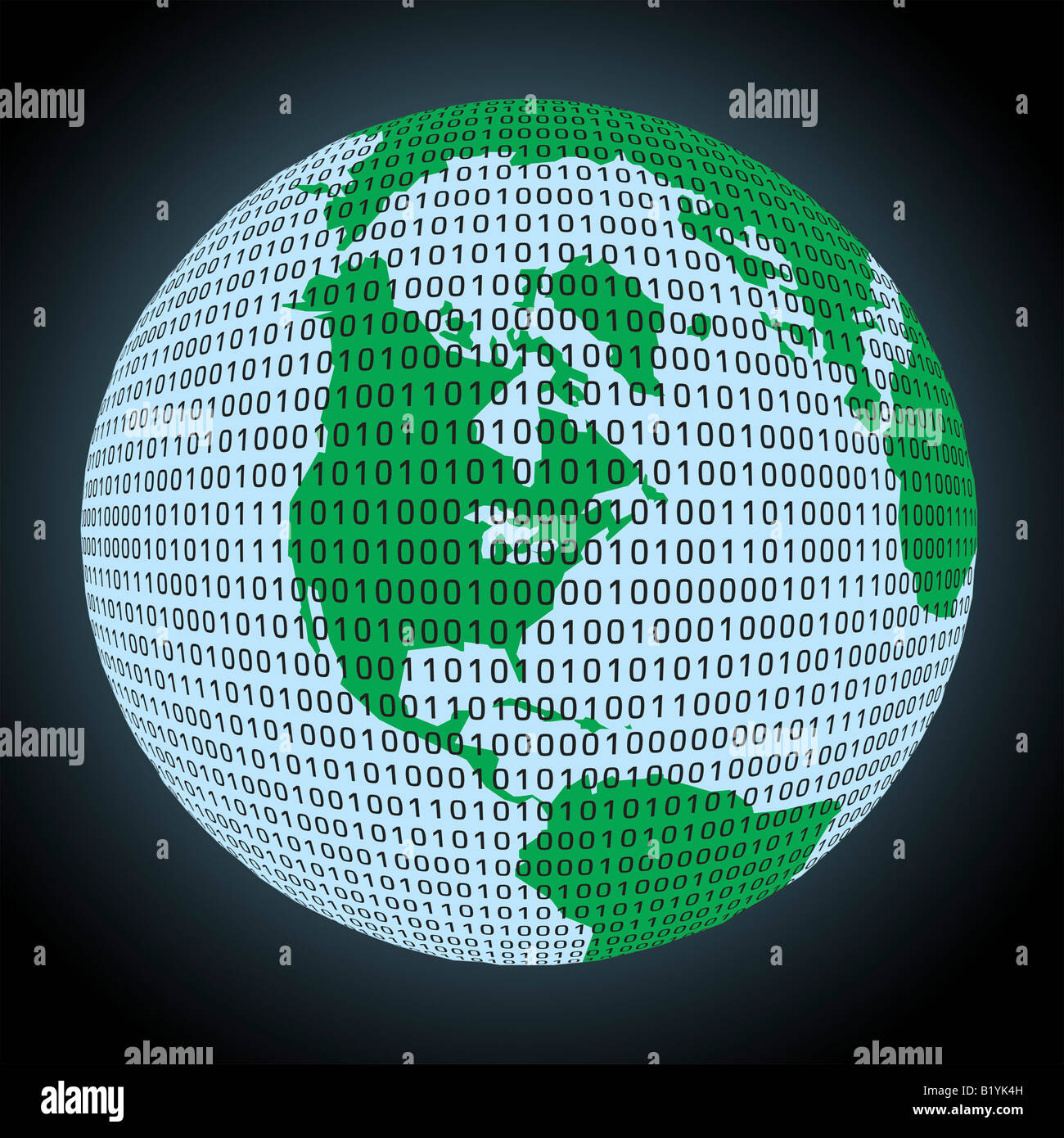 one zero and nought binary numbers wrapped around the globe Stock Photo ...