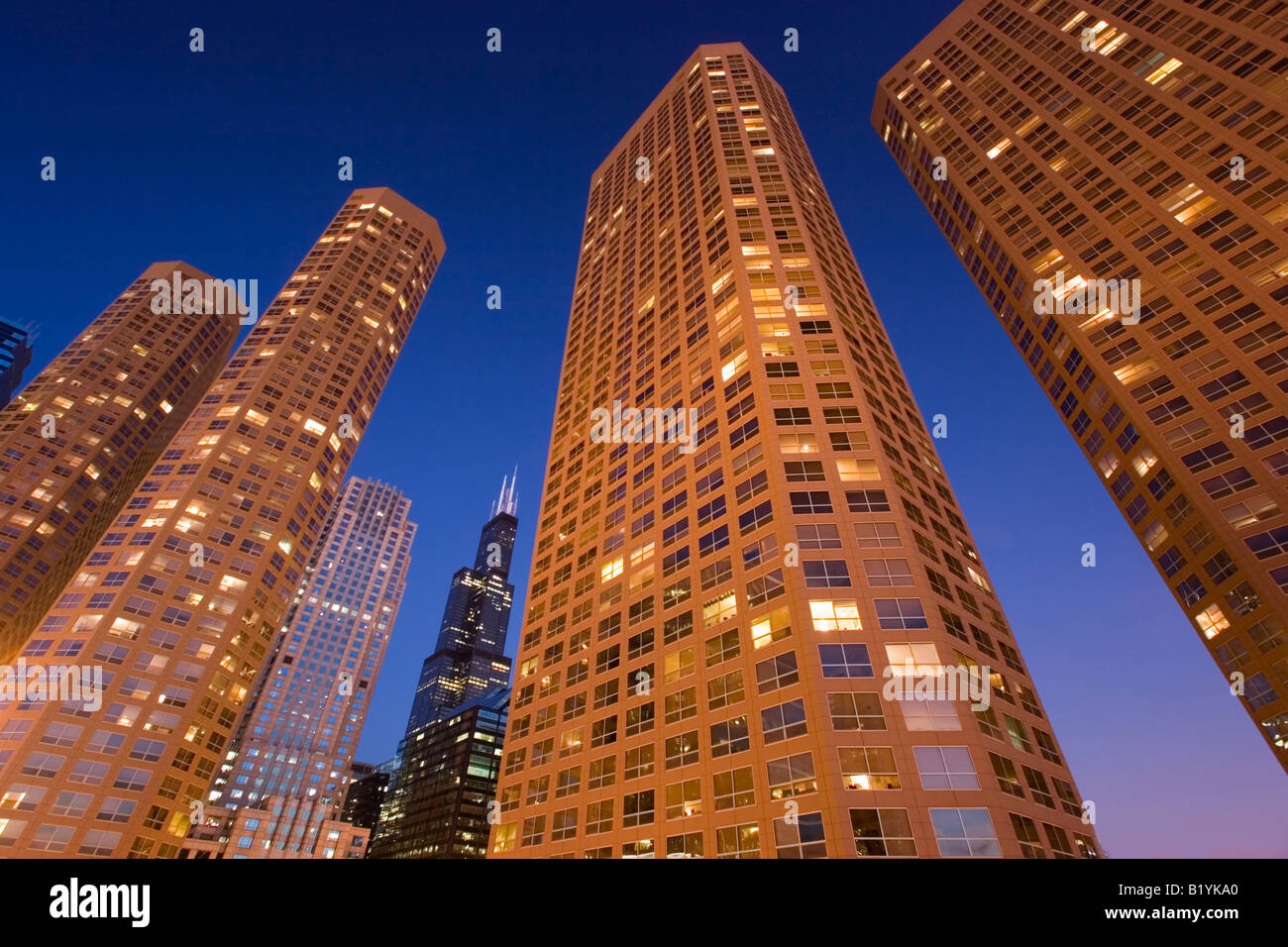 Chicago during blue hour Stock Photo - Alamy