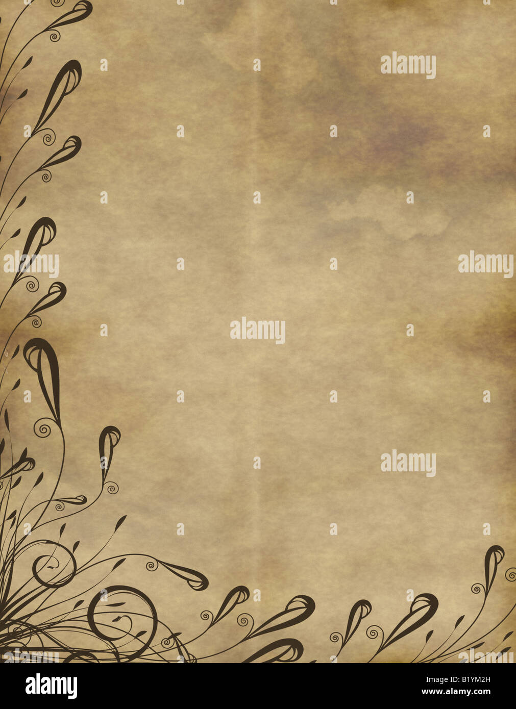 great large background of parchment paper with floral design Stock ...