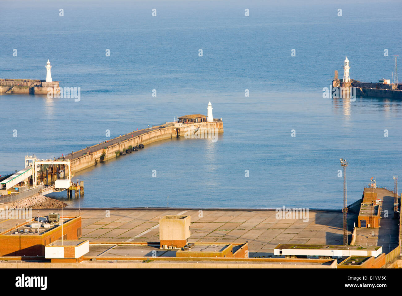 Panoramic view of Dover harbour seen from Western Heights Stock Photo ...
