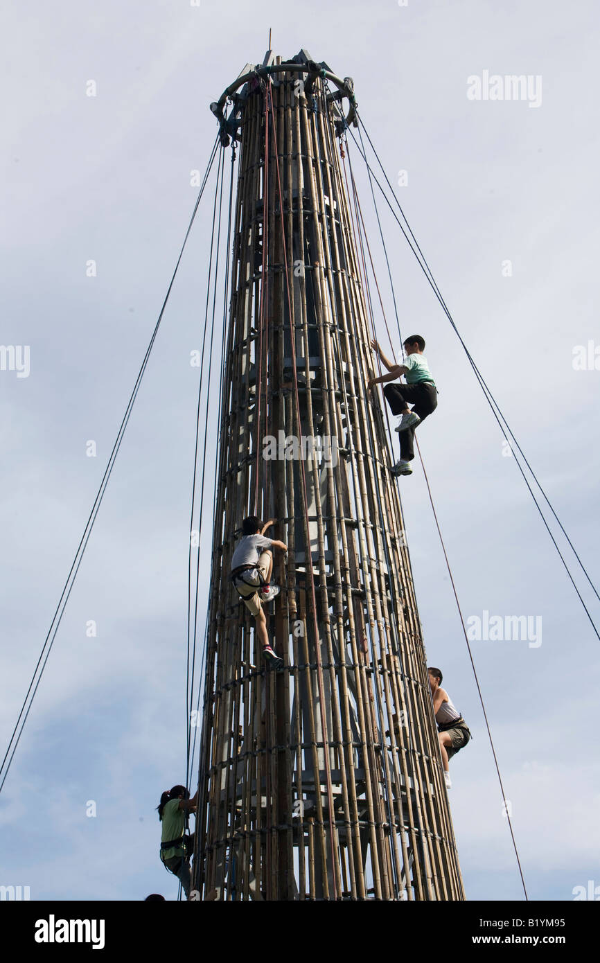 Practising climbing bun towers during the Cheung Chau Bun Festival Hong ...