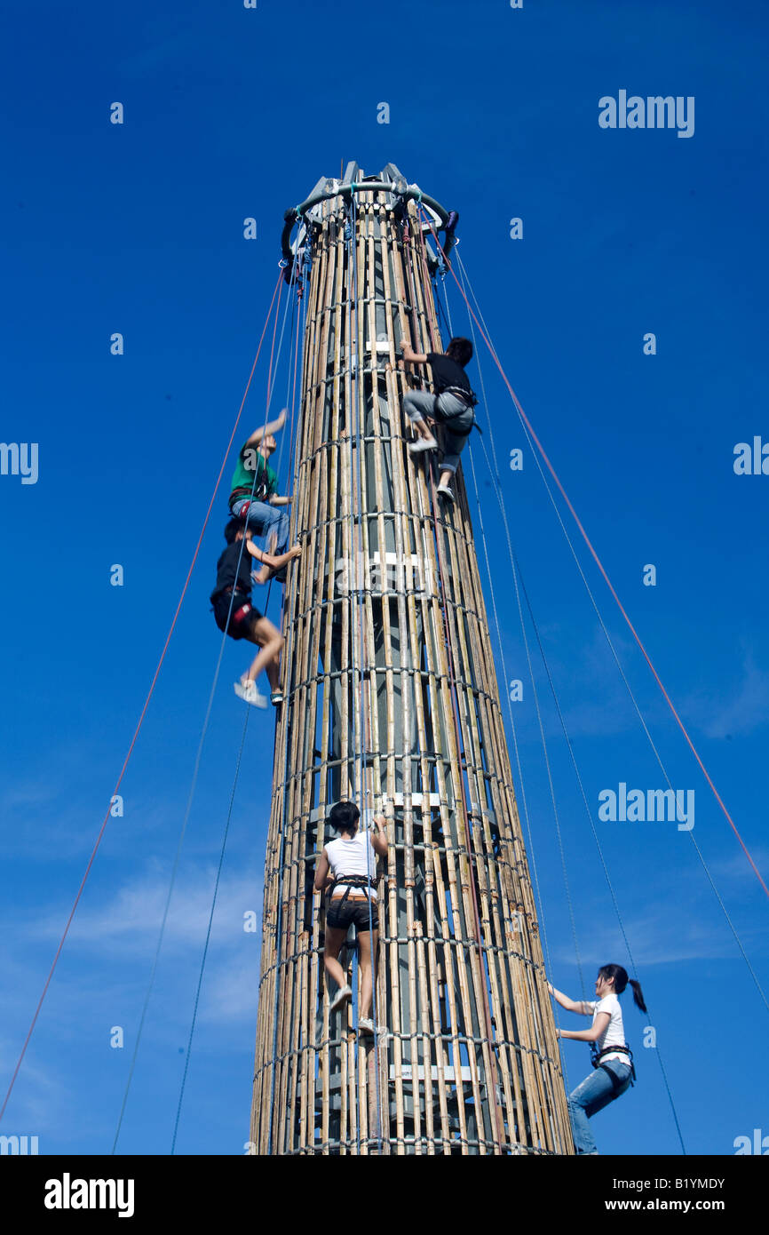 Practising climbing bun towers during the Cheung Chau Bun Festival Hong ...