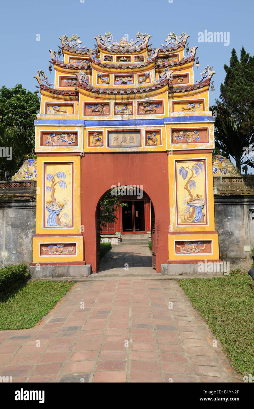 Entrance to the Thien Mieu Temple Imperial City Hue Vietnam Stock Photo ...