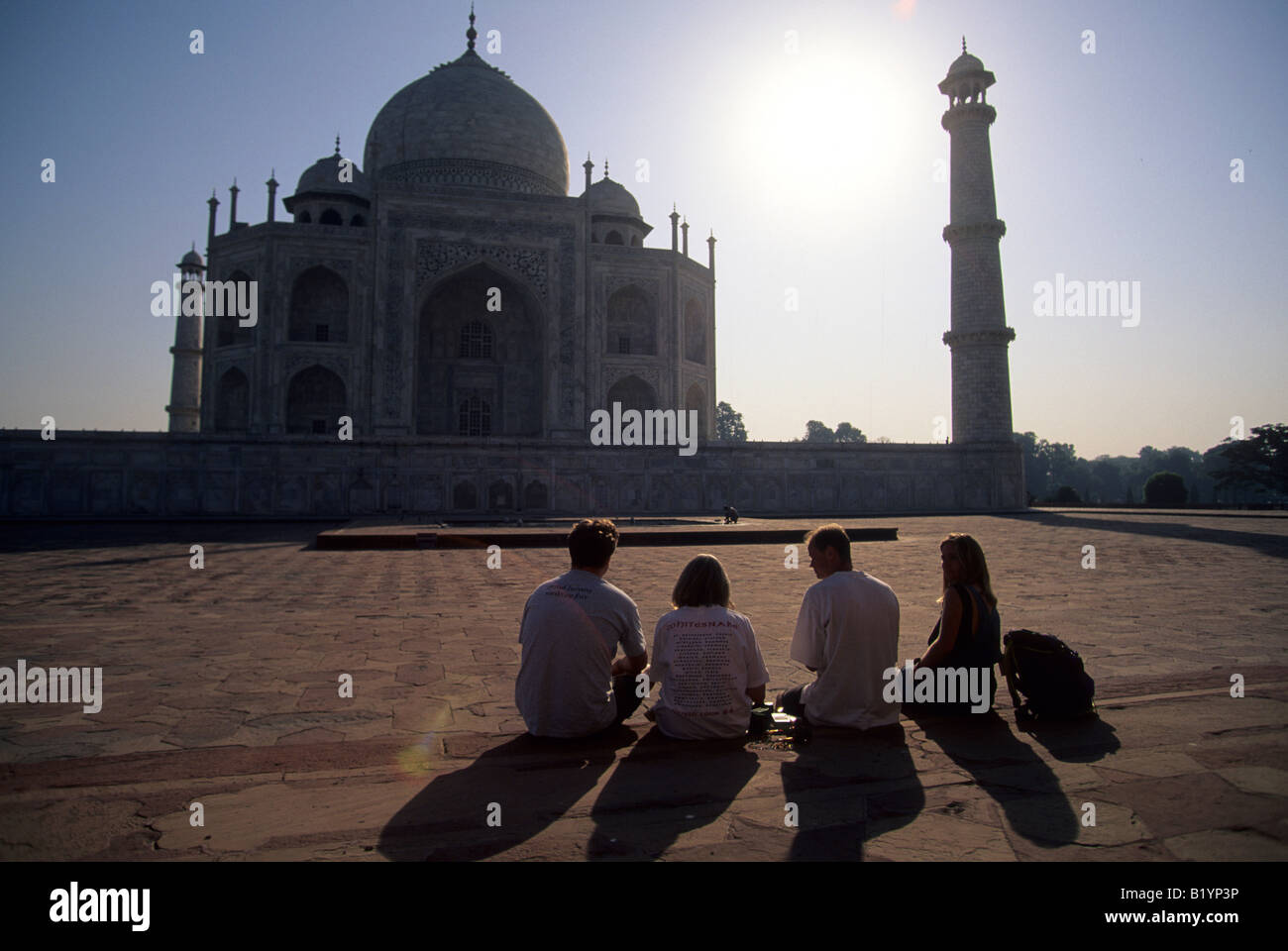 Western tourists watch for the total solar eclipse at the Taj Mahal in ...