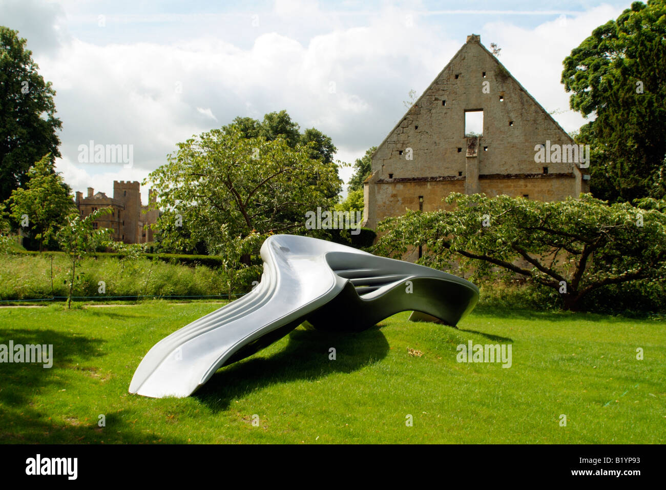 Metal sculpture Z Stream by Zaha Hadid architect 2008 on display in the ...