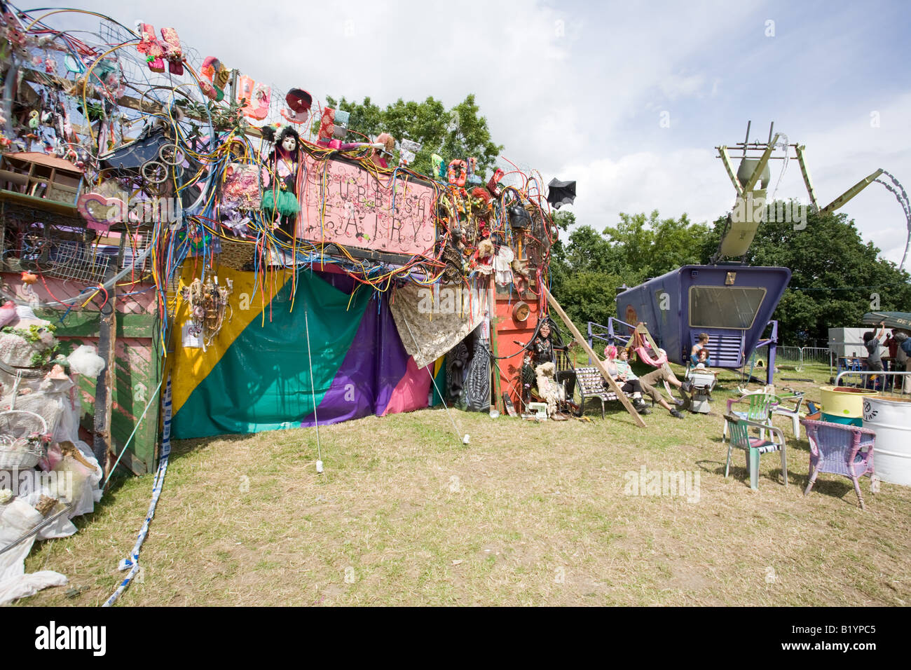 Rubbish fairy stage in Trash city Glastonbury Festival 2008 Stock Photo ...