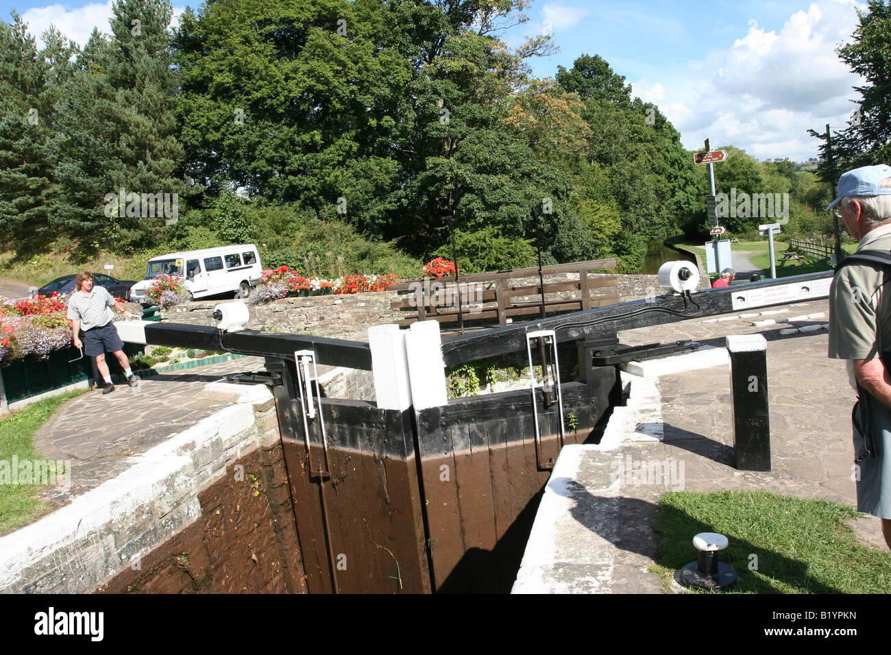 UK Wales Monmouthshire Brecon Powys Brynich lock on Brecon canal Stock ...