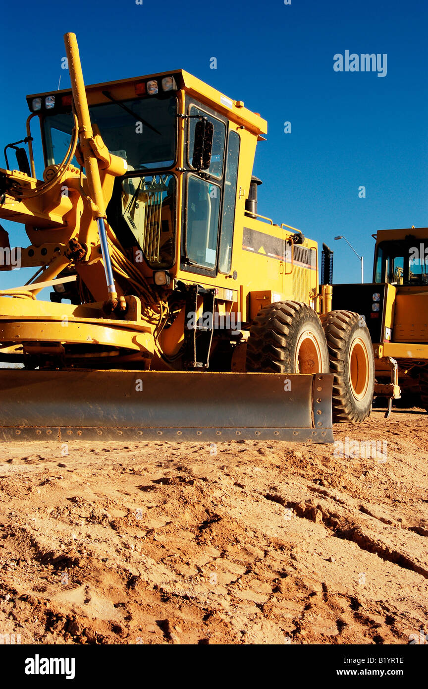Heavy construction equipment on a residential construction site in ...