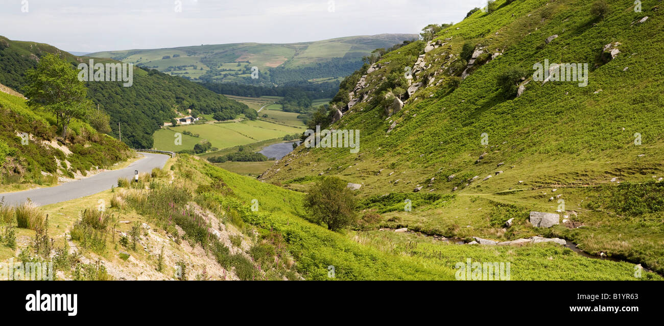 UK Wales Powys Gwynllyn lake above Rhayader from rocky hillside of ...