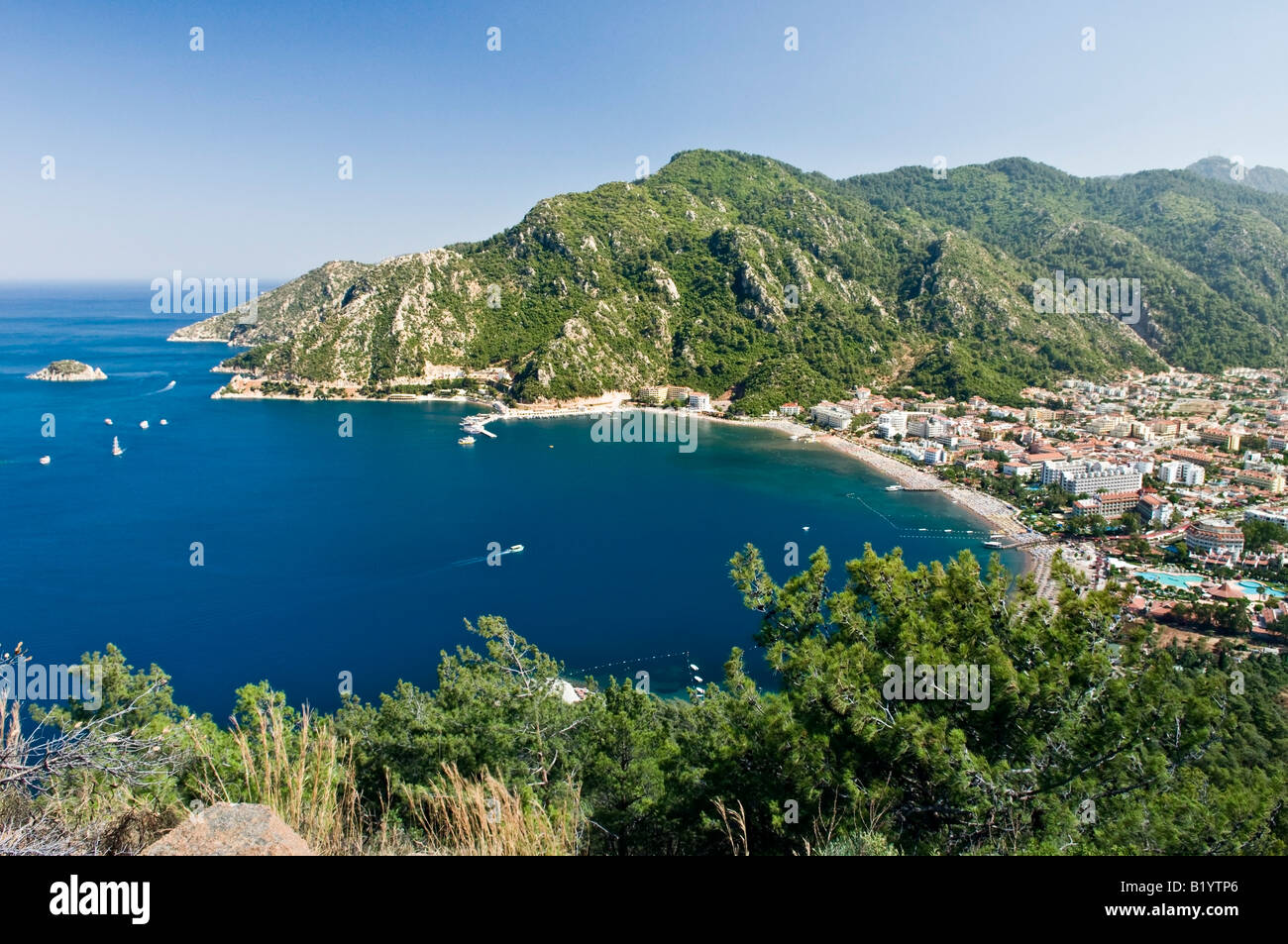 View over Resort Town of Icmeler Marmaris Mugla Turkey Stock Photo - Alamy