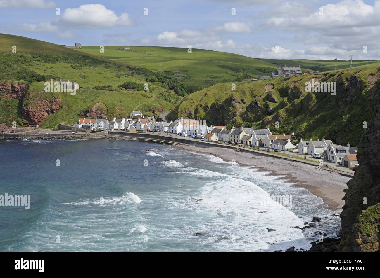 Pennan Village Fishermens houses traditionally built gable end on to ...