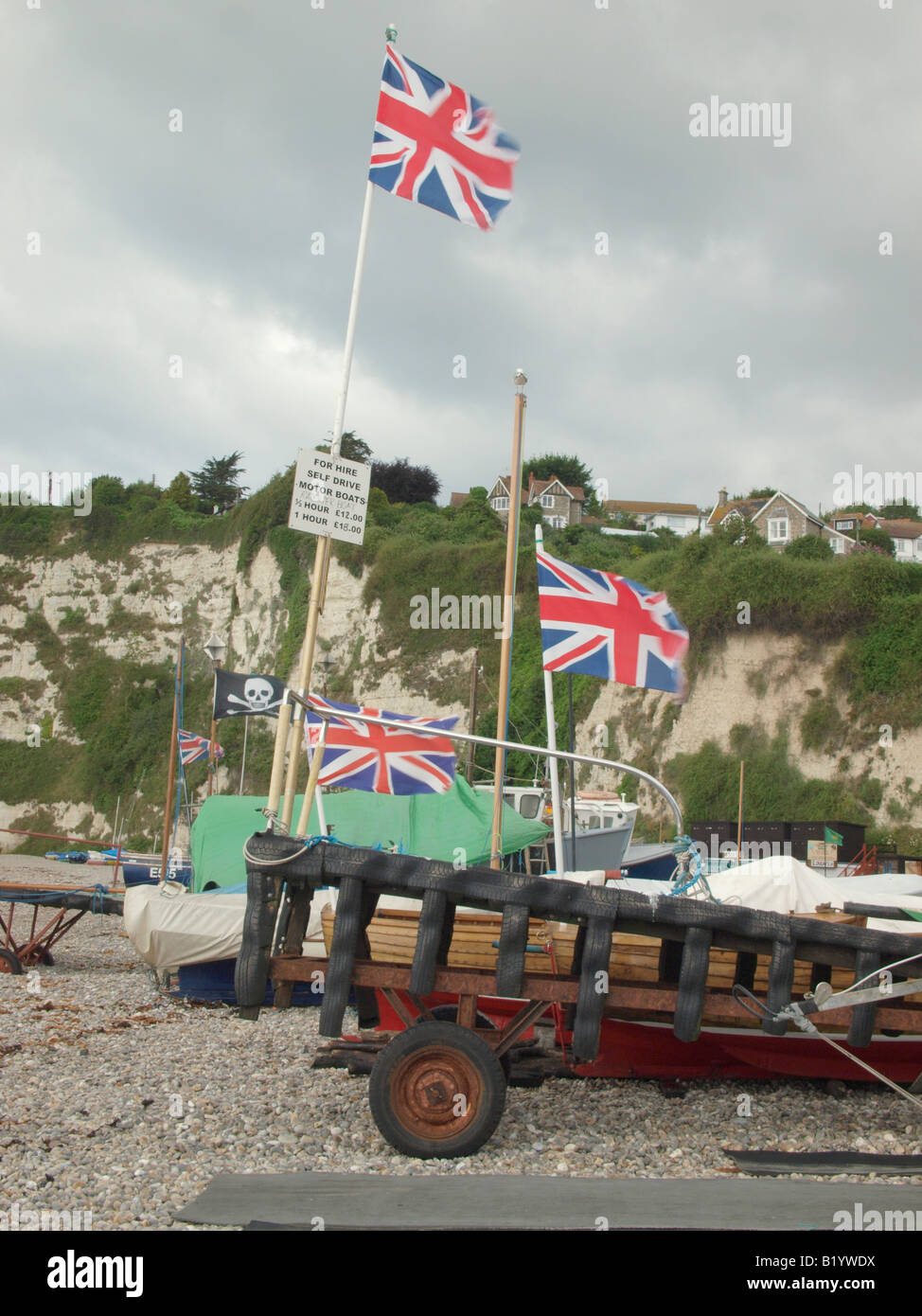 Union Jack flags on the beach Stock Photo - Alamy