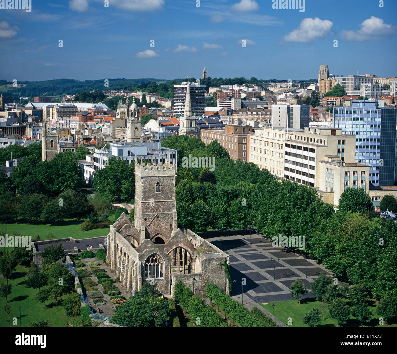Aerial view of Bristol city centre from Castle Green, England UK Stock ...