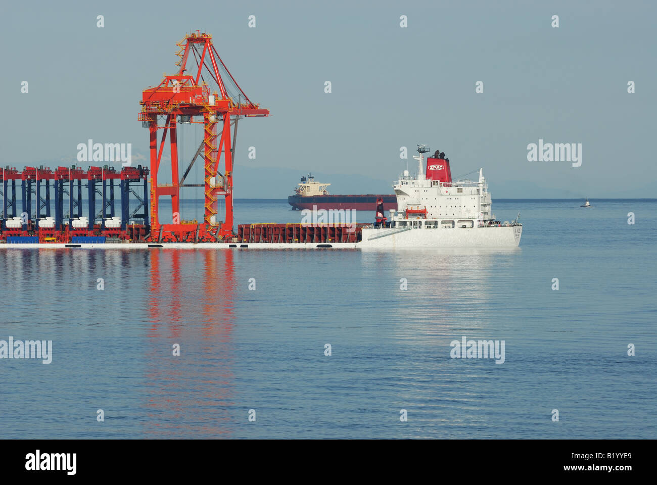 Anchored ZPMC Freighter carrying one of the worlds largest Super ...