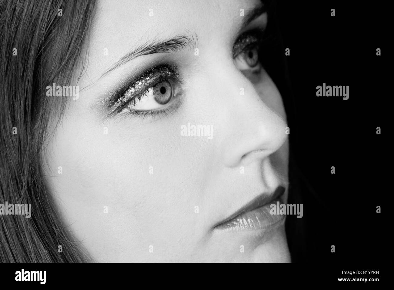 close up of woman black and white Stock Photo - Alamy