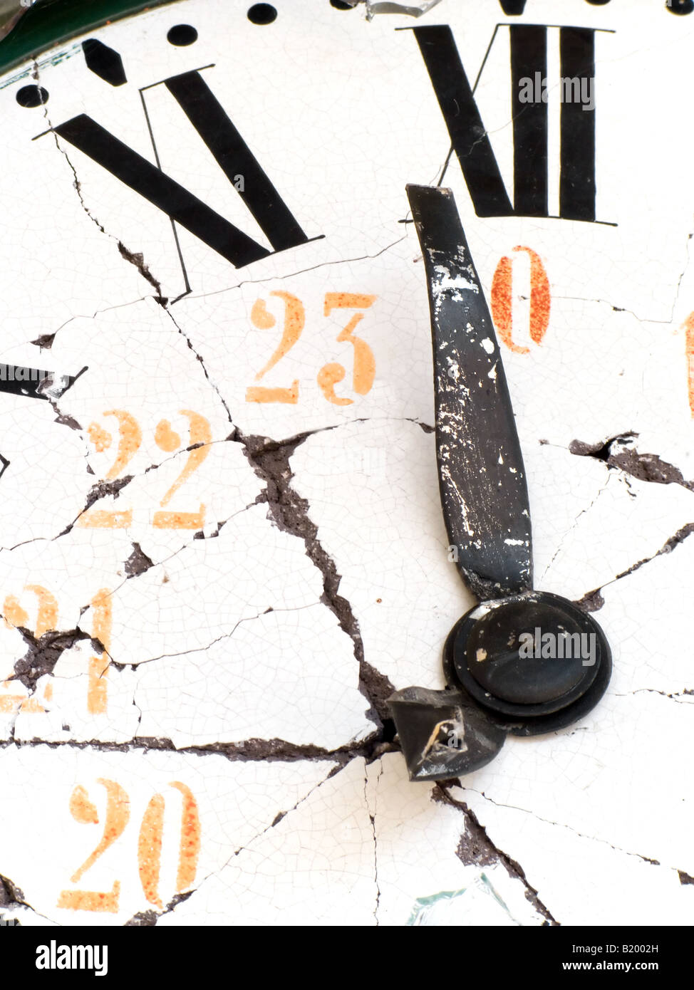 clock old roman numeral broken cracked damaged Stock Photo - Alamy