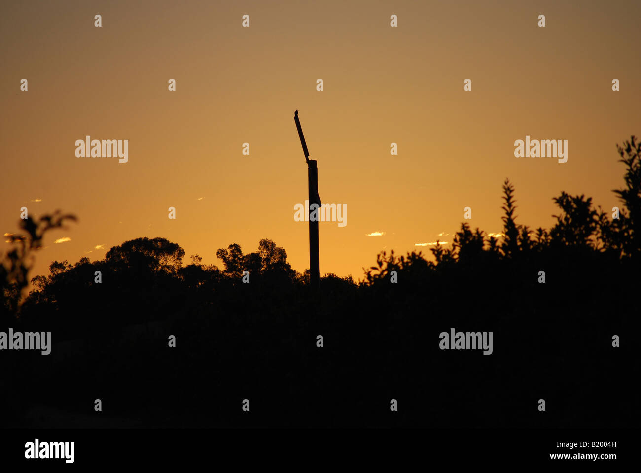 Bird on a Wind Turbine at Sunrise Stock Photo - Alamy