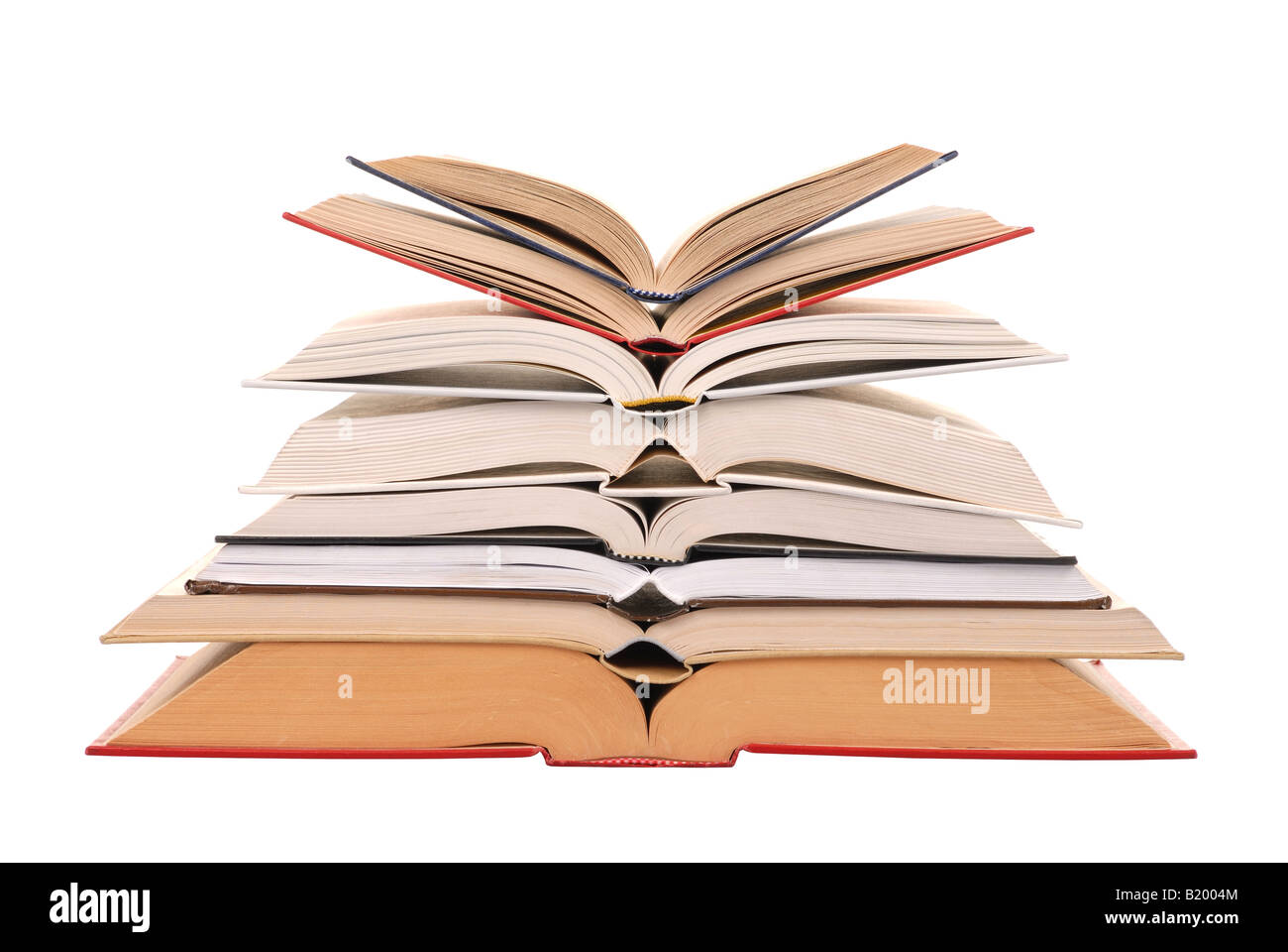 Isolated open books stack Stock Photo - Alamy