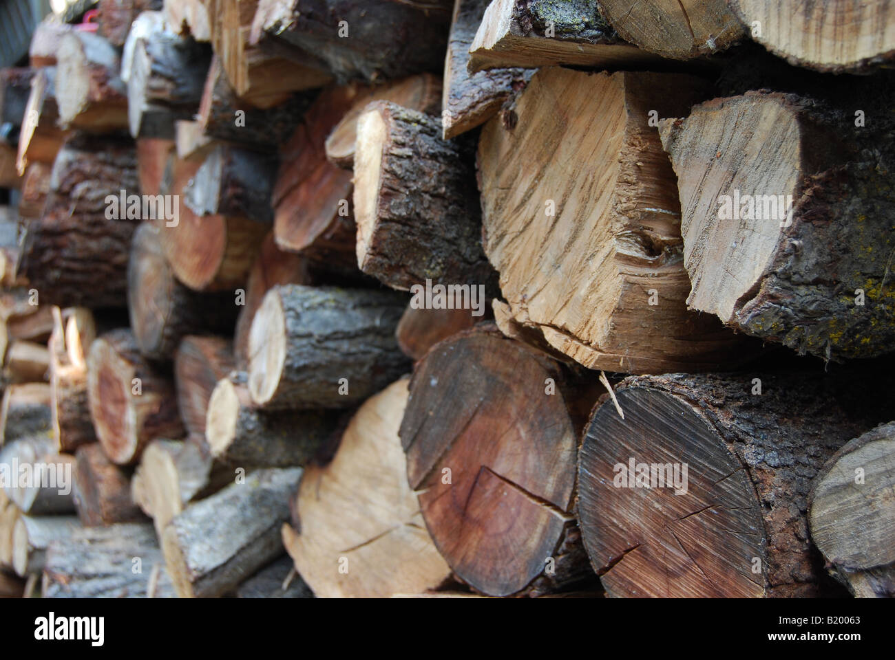 Close-Up of a Wood Pile Stock Photo - Alamy