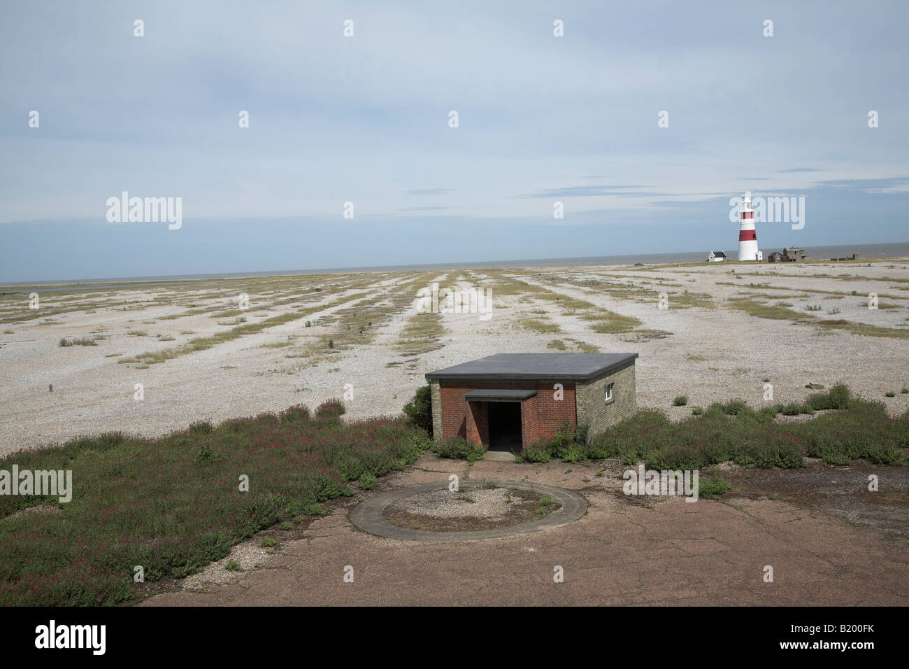 Shingle ridges and lighthouse on Orford Ness spit Stock Photo - Alamy