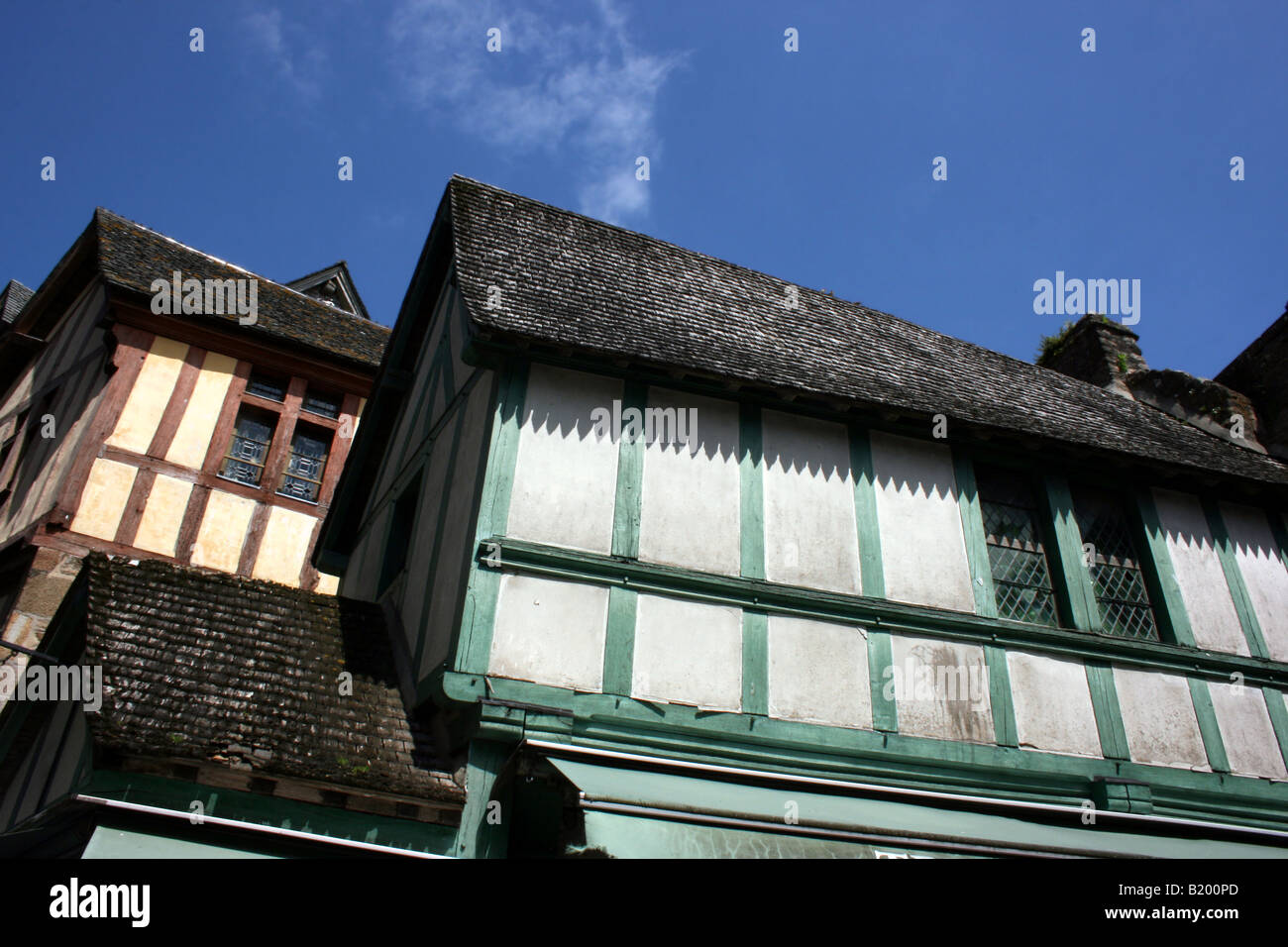 Pretty timber framed buildings in Mont Saint-Michel, Normandy, France ...