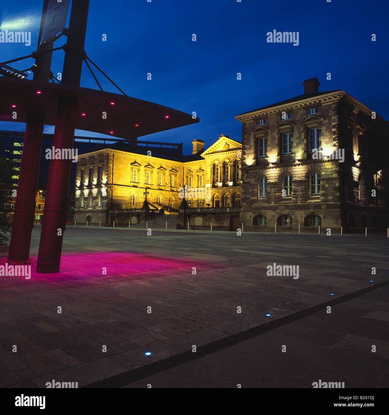 Night time view of Custom House Square, Belfast Stock Photo - Alamy