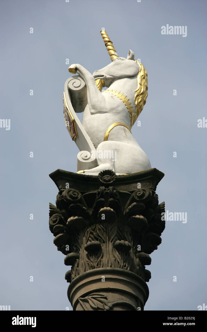 City of Aberdeen, Scotland. Close-up view of the Royal Unicorn which ...