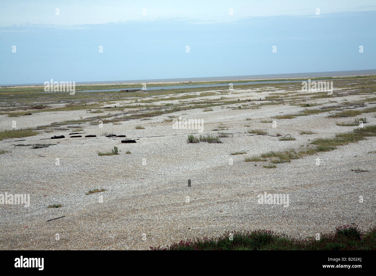 Shingle ridges on Orford Ness spit area formerly used for weapons ...