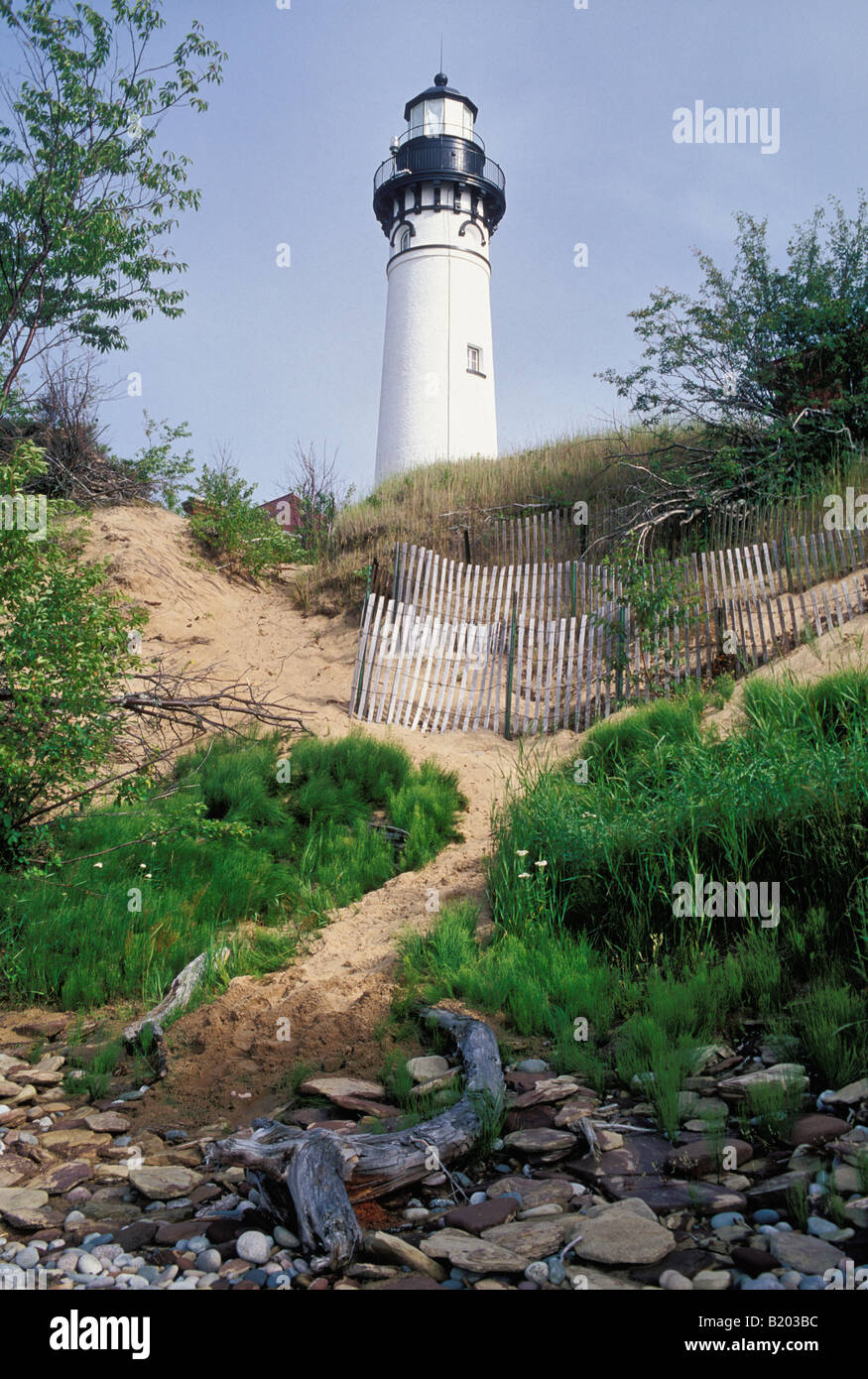 Au Sable Point Lighthouse in Pictured Rocks National Lakeshore on Lake ...