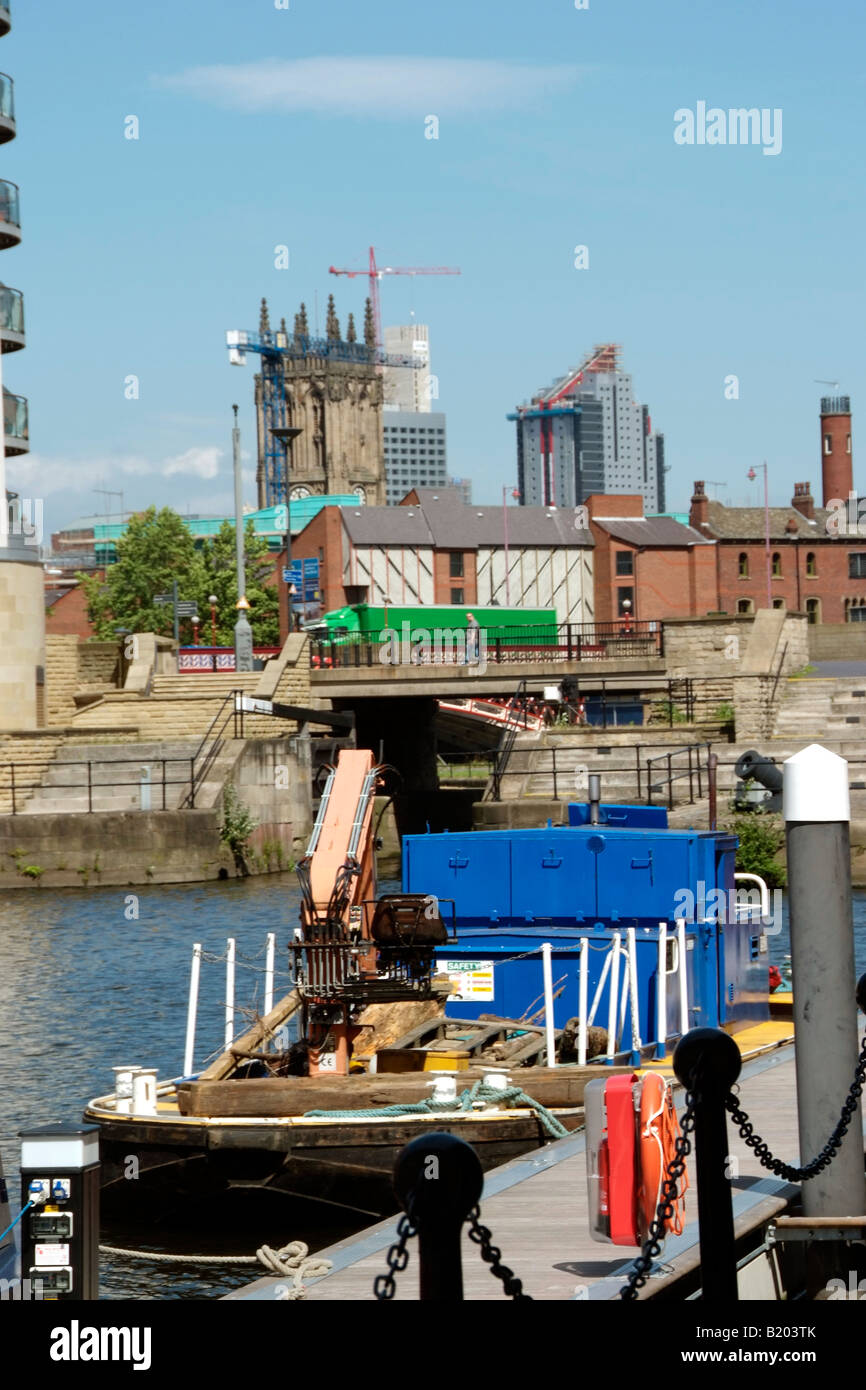 Clarence Dock from the Royal Armouries Museum with a canal engineering ...