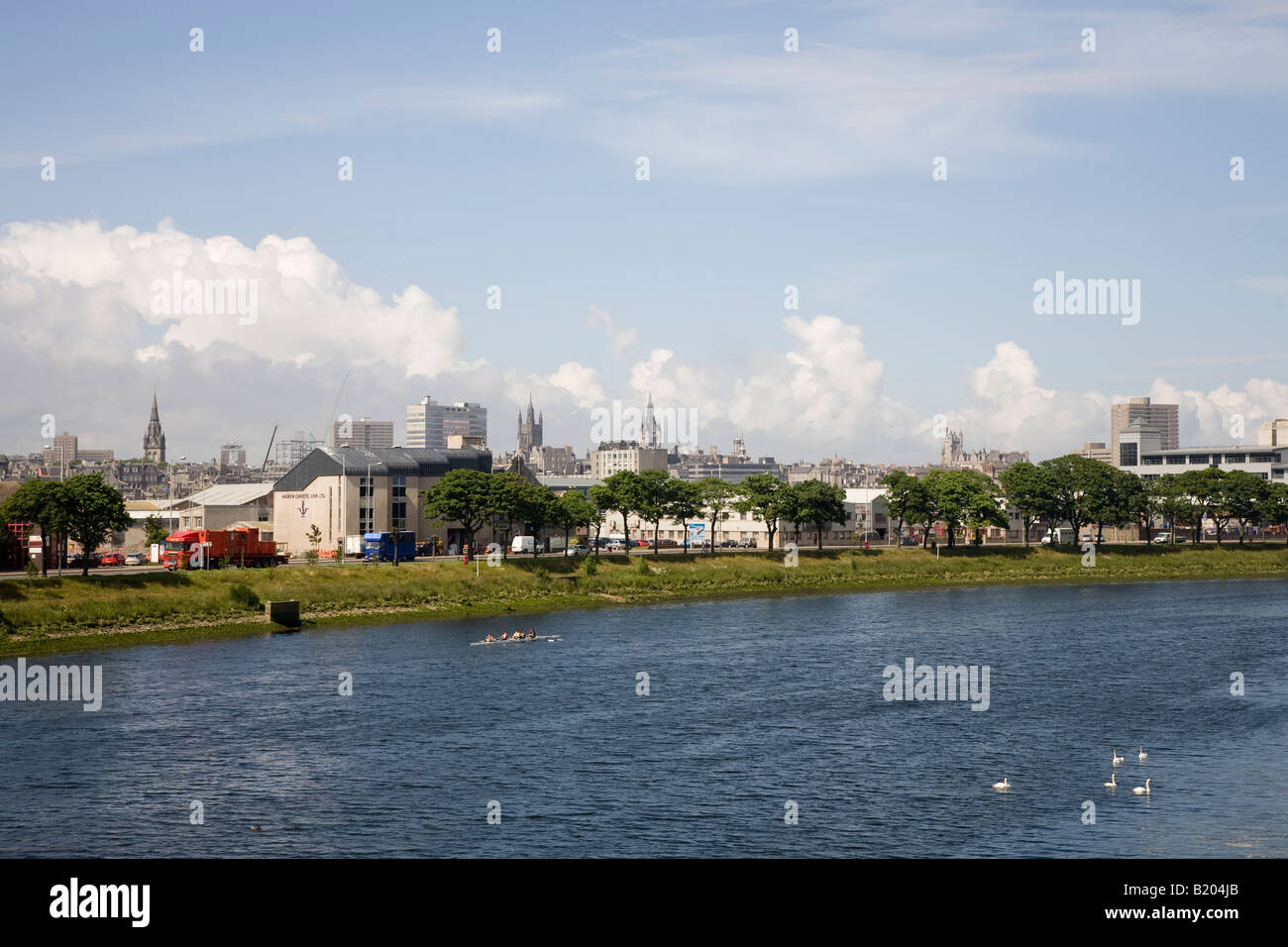 Aberdeen City rioverside & River Dee Estuary skyline, Scotland uk Stock ...