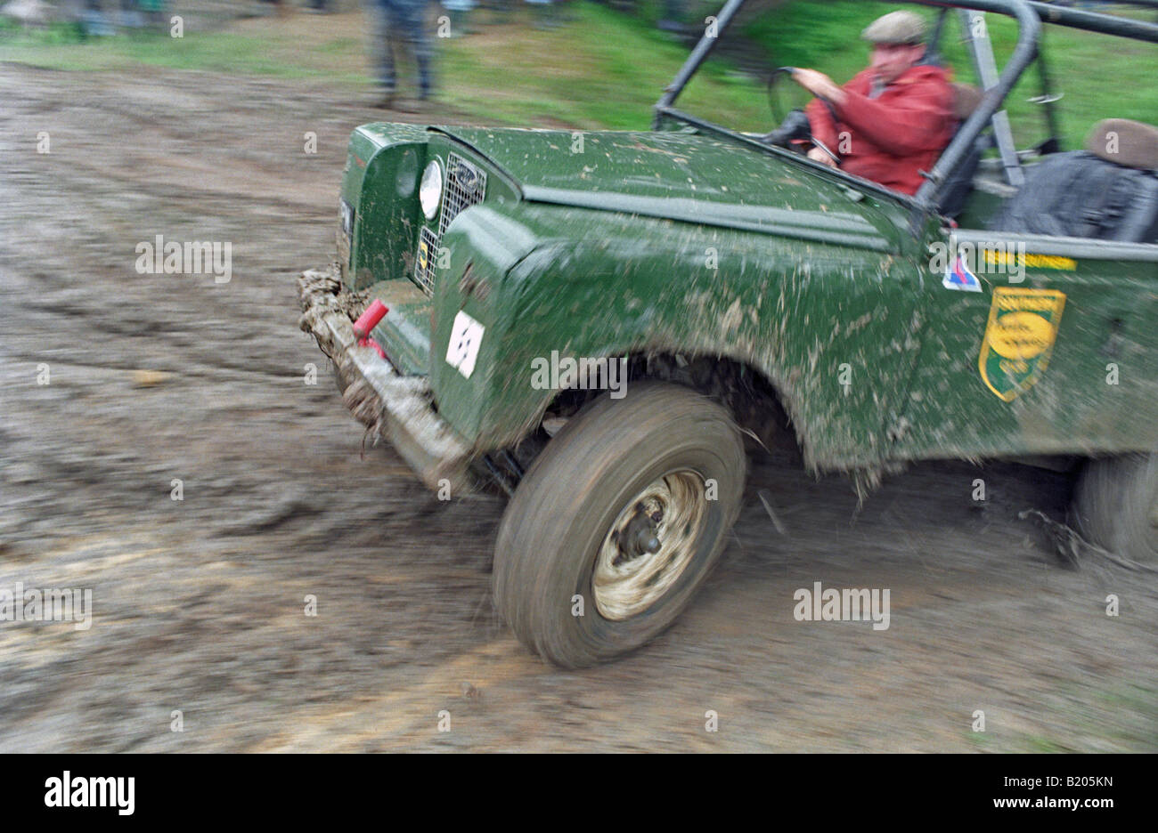 Green Land Rover Series 2 off-road racer competing at the1993 A.R.C ...